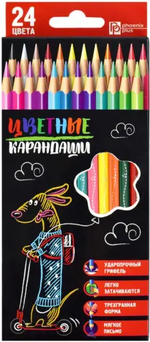 "Карандаши цветные Такса на самокате, трехгранные, 24 цвета" купить ...